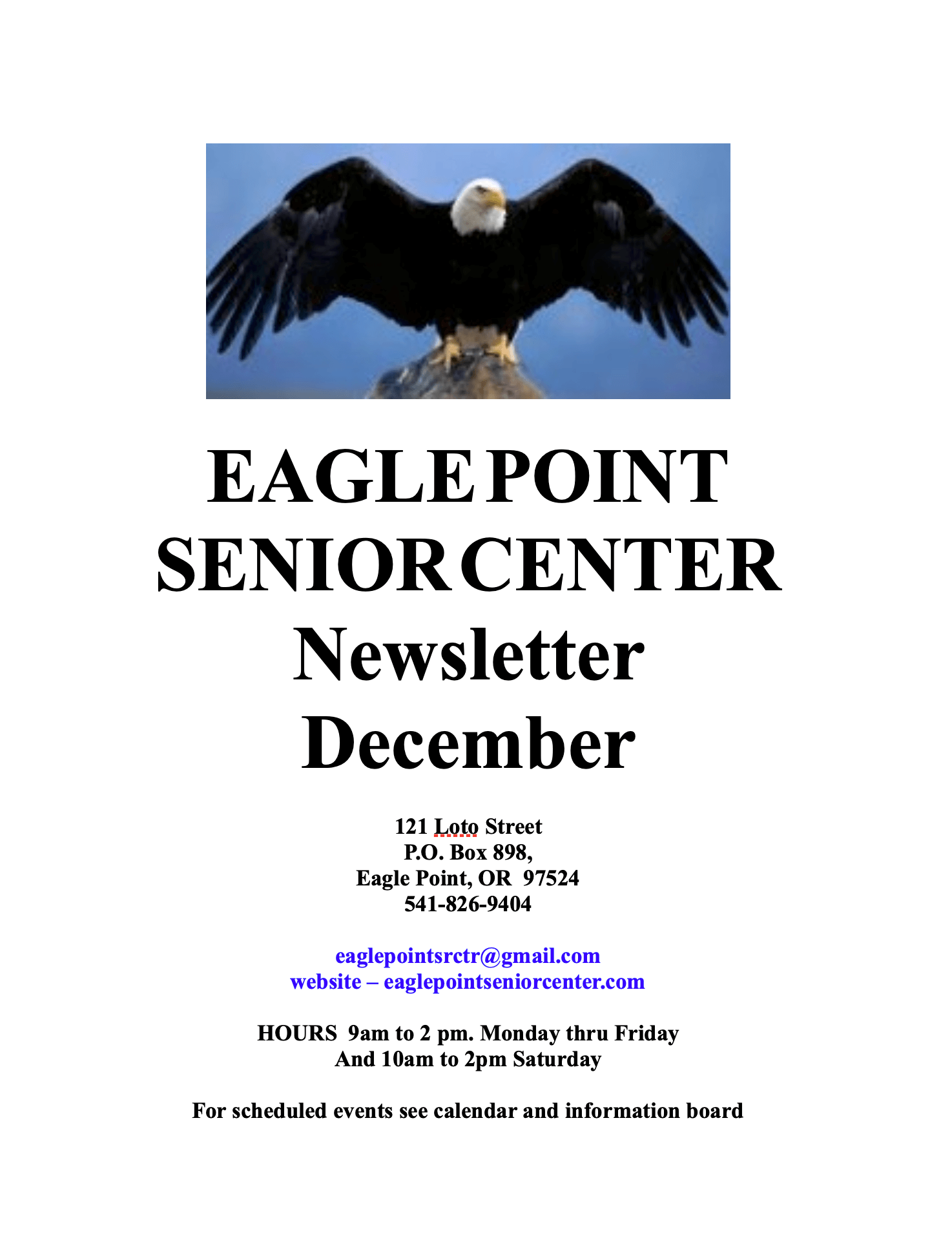 December 2022 Newsletter - Eagle Point Senior Community Center